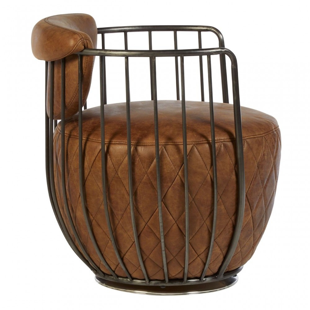 Caged Aviator Tan Leather Armchair