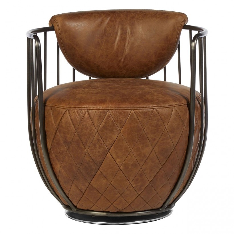 Caged Aviator Tan Leather Armchair • online store Smithers of Stamford UK