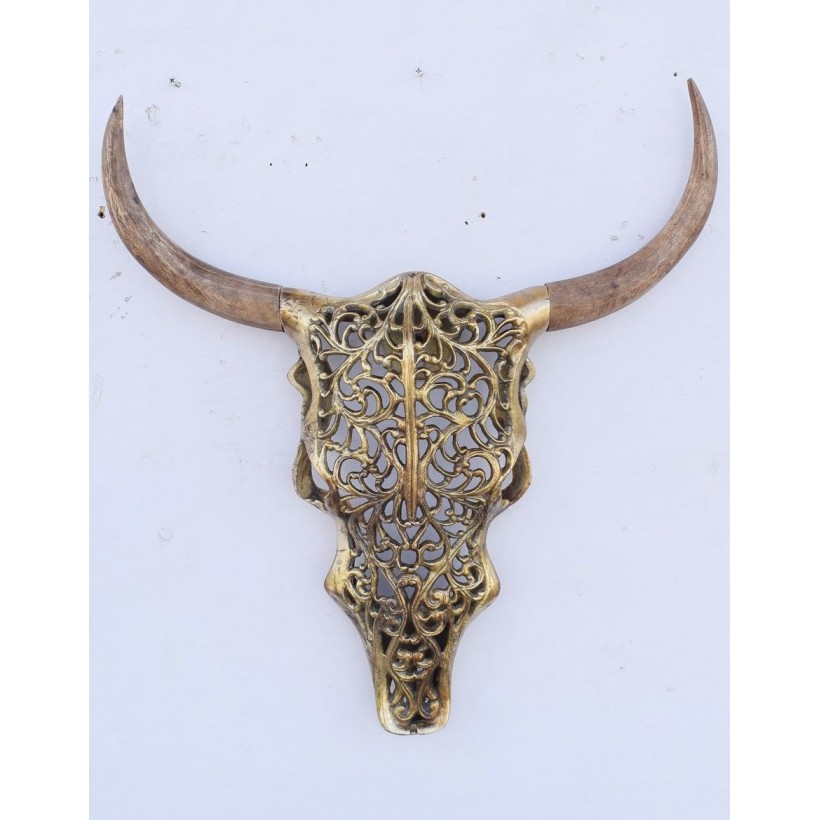 Tribal Bison Wall Mounted Brass Trophy Head | Smithers