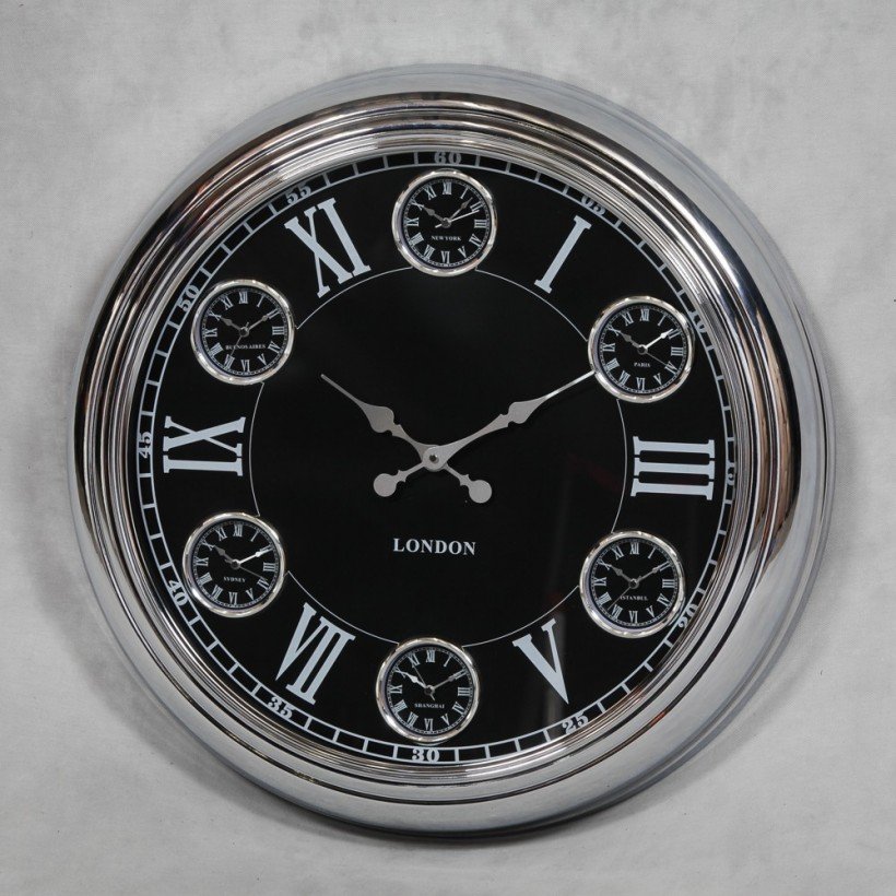 Buy Chrome Cafe 1950s Style Clock Wall Clocks In Vintage Station