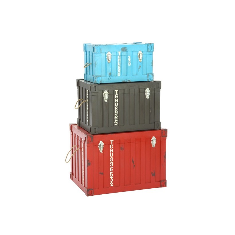 INDUSTRIAL TRUNKS 3 SET Container Style Furniture