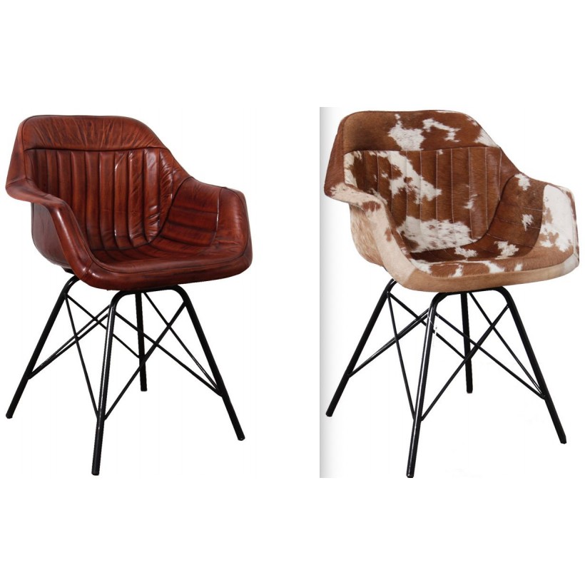 Leather Bucket Dining Chairs Brown Industrial Style at Smithers UK • UK ...