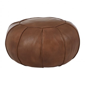 Small Round Pouffe Tan Leather Footstools - Smithers UK
