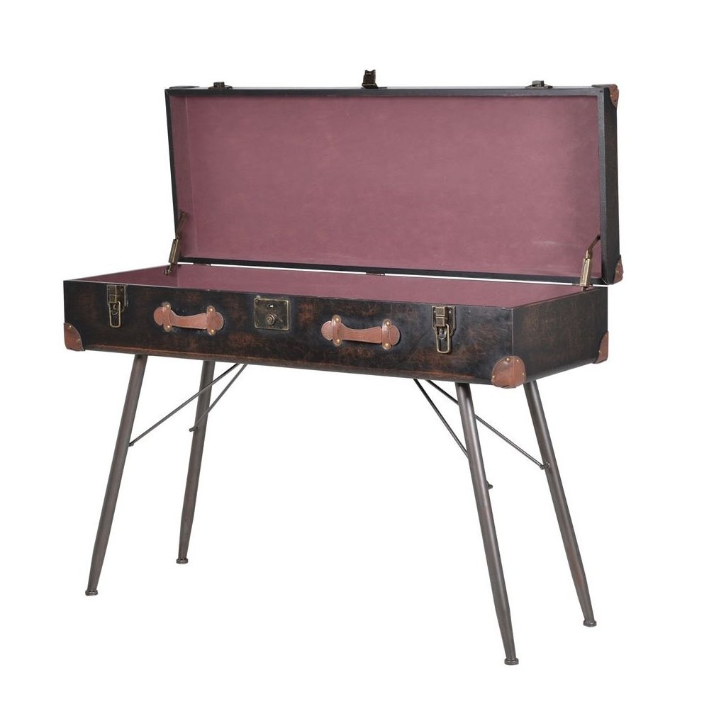 Brown Black Trunk Console Table