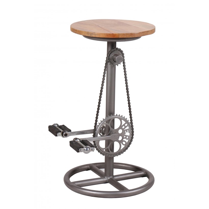 Black Metal Bike Stool | Wood Bike Chair | Comfortable Bicycle Seat