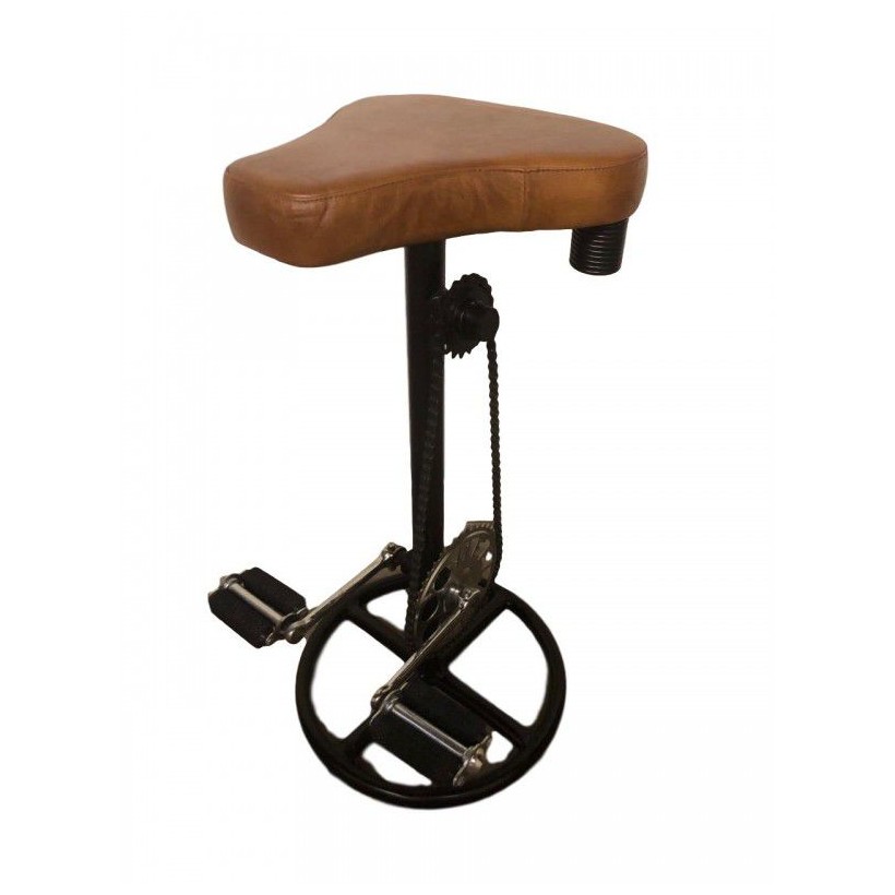 Brown Leather With Backs & Without Bicycle Pedal Bar Stool