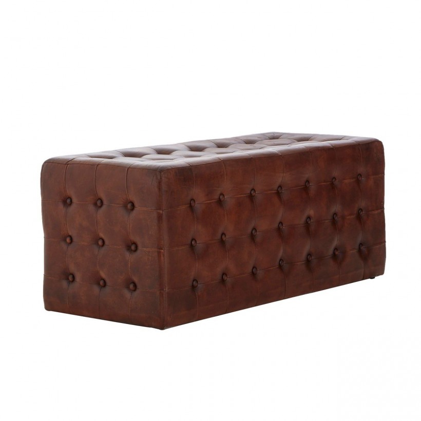 Vintage Style Leather Bench Genuine For Sofa Armchair