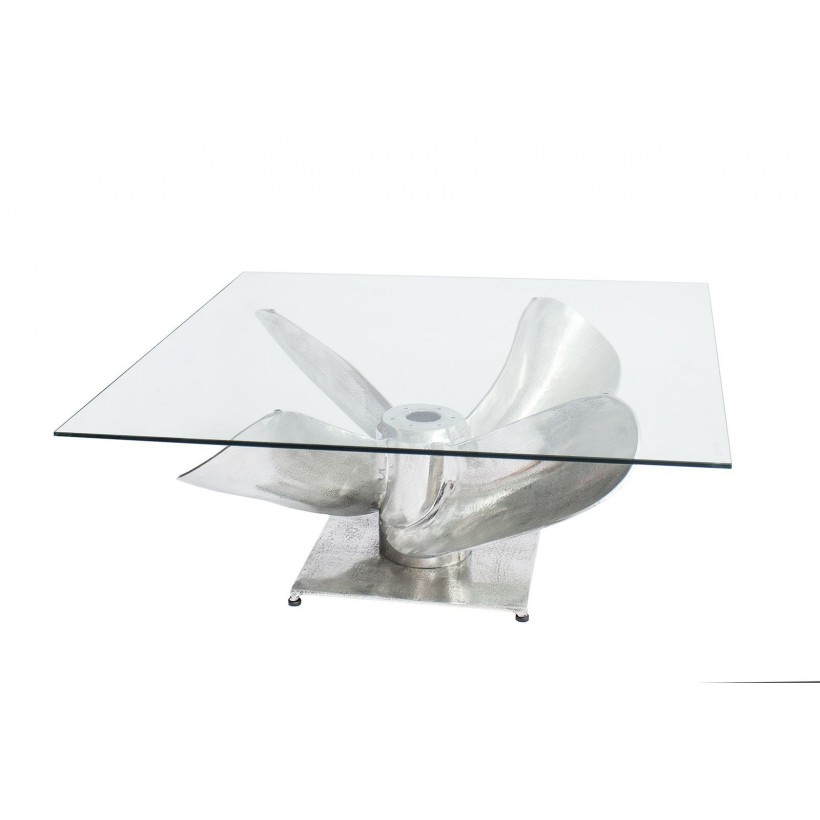 Designer Aviator Airplane Aircraft Propeller Glass Coffee Table