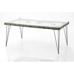 Map Of The World Glass Coffee Table - Nautical