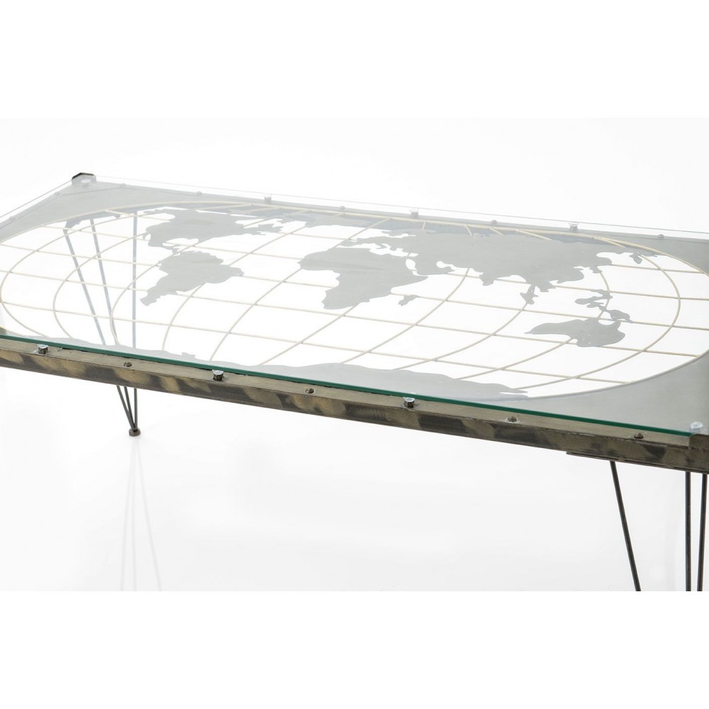 Map Of The World Glass Coffee Table - Nautical