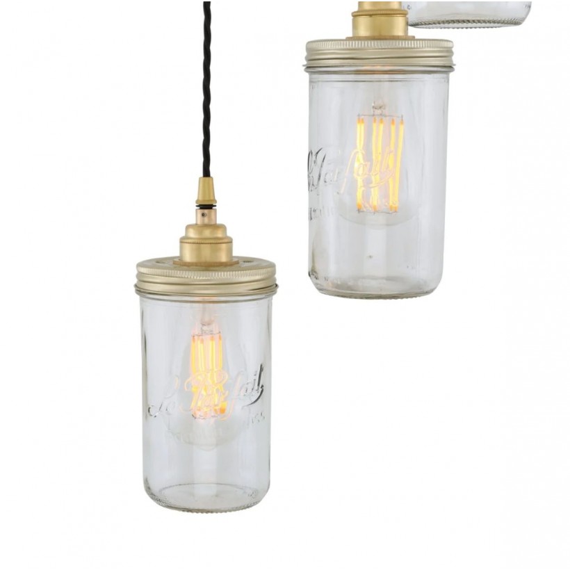 Industrial Cluster Brass Silver Jam Jar Pendant Light Ceiling Lamp • UK ...