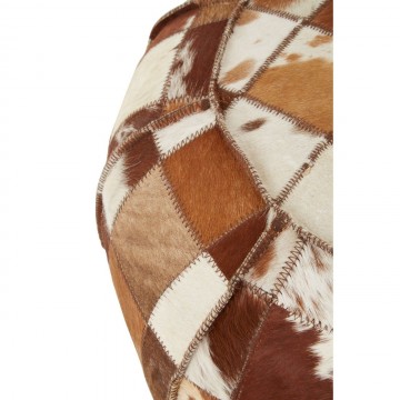 Small Round Pouffe Tan Leather Footstools - Smithers UK