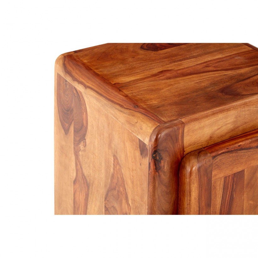 Solid Wood Fridge Style Bedside Table Cabinet On Wheels