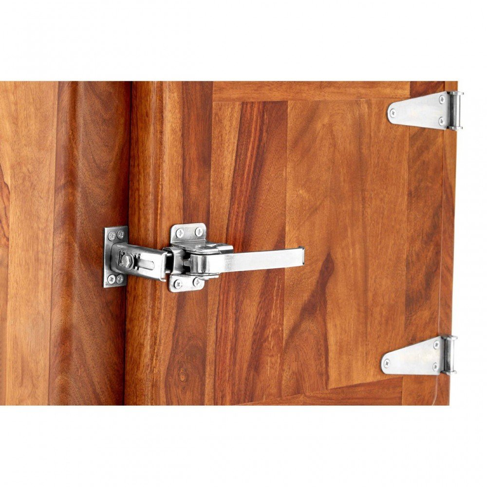 Solid Wood Fridge Style Bedside Table Cabinet On Wheels