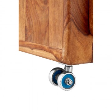 Solid Wood Fridge Style Bedside Table Cabinet On Wheels