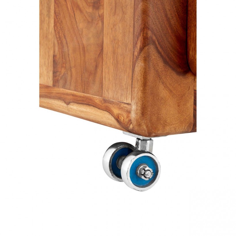 Solid Wood Fridge Style Bedside Table Cabinet On Wheels