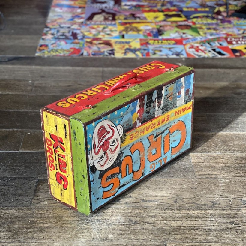 Clown Circus Accessories Storage metal Trink Suitcase hAND painted ...