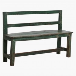 Genuine Old Antique School Bench Seating In Green Wood - Hallway Kids