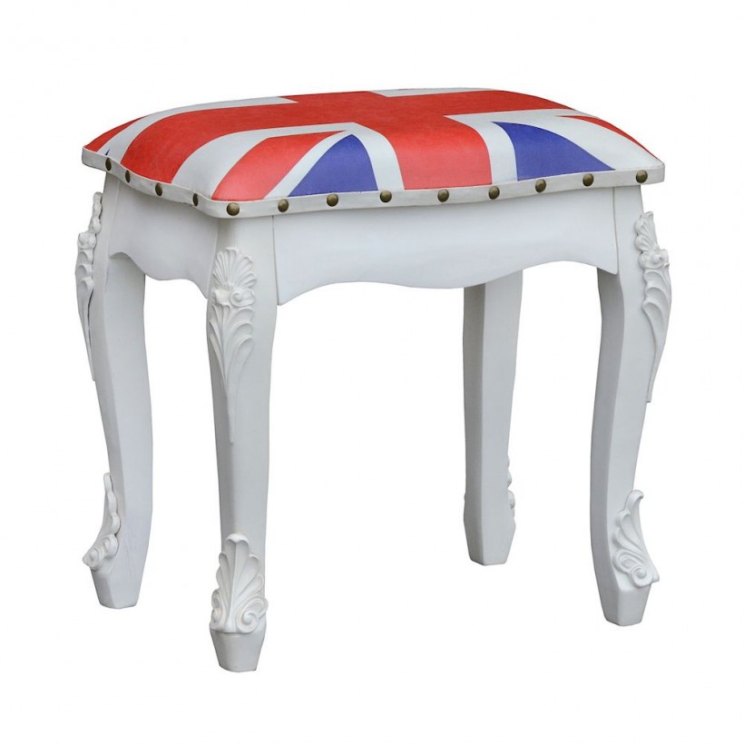 Union Jack Vanity Stool French Style