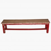 Red Antique School Bench Seating Wood - Hallway