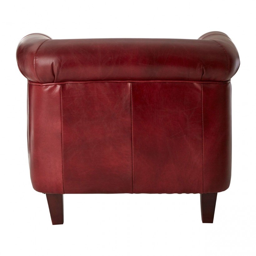 Red Leather Designer Armchair Vintage Style
