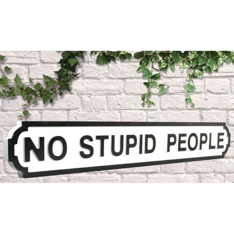 No Stupid People Road sign