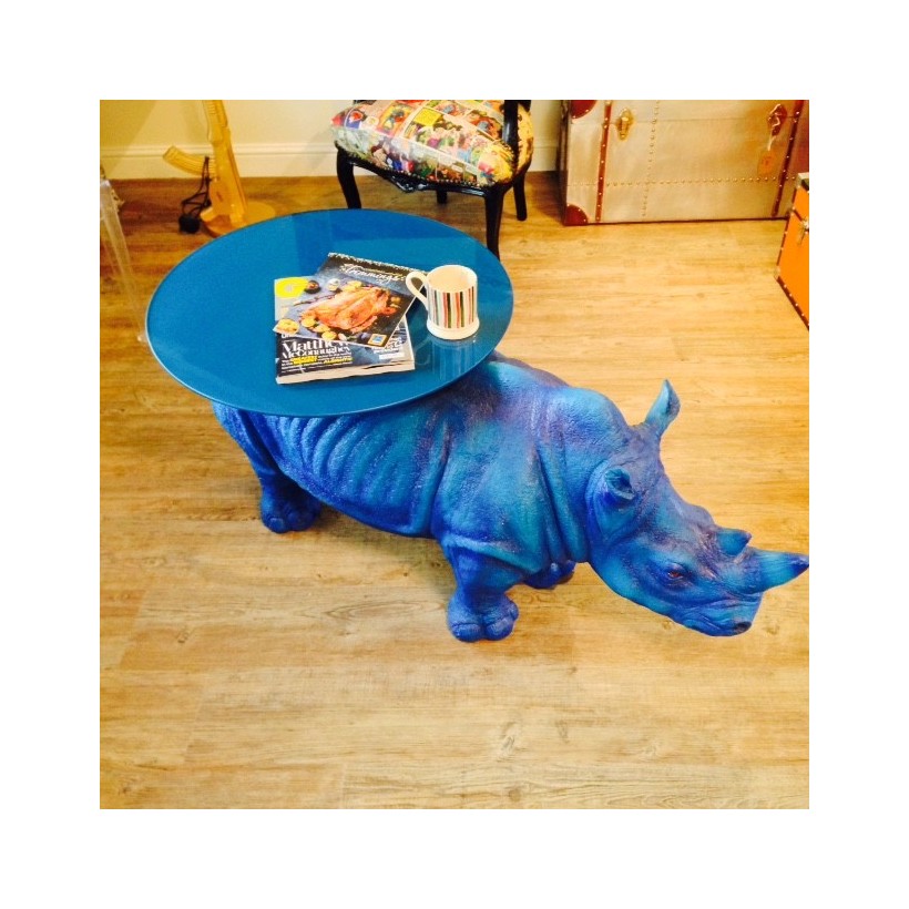 Blue glass Mid century style Rhino Table | Smithers