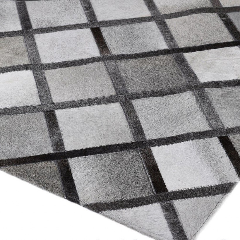 Grey Cross Hide Rug - Monochrome Luxury