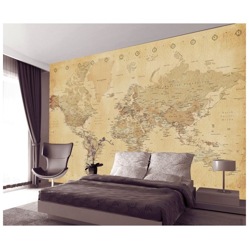 Old Style Vintage World Map Wallpaper Murals Office Ideas