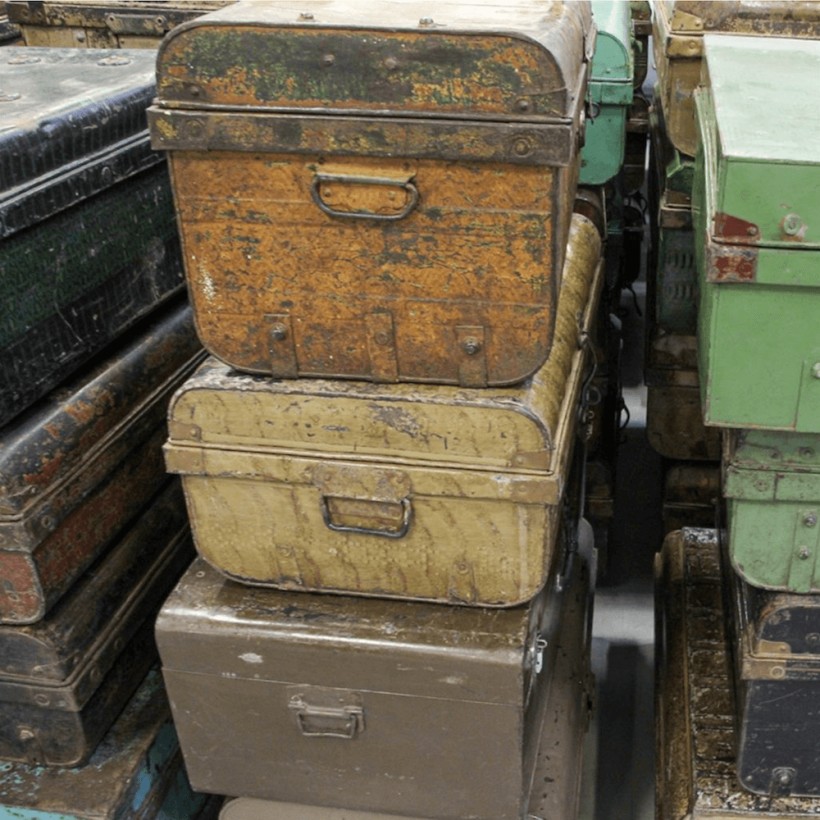 Smithers: Vintage Metal Travel Trunks For Storage