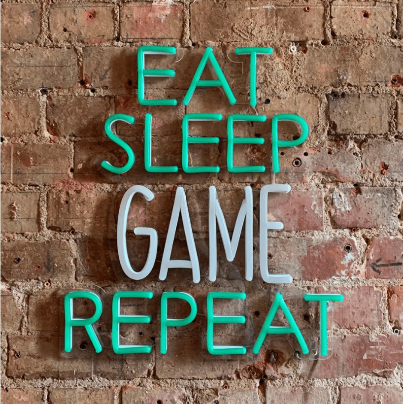 Eat Sleep Game Repeat Wall Art Neon Sign - Smithers • UK, US & Canada