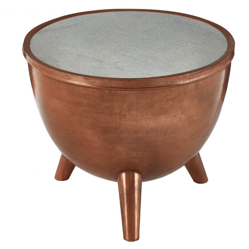 Designer Retro Side Table in Copper or Brass