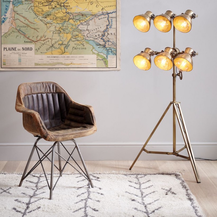 Leather Bucket Dining Chairs Brown Industrial Style at Smithers UK • UK ...