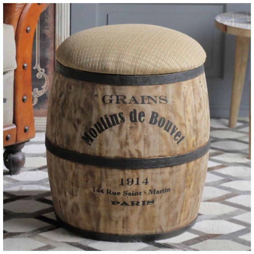 Wine - Beer Key Barrel Seat Leather Stool | Dom Pérignon Champagne