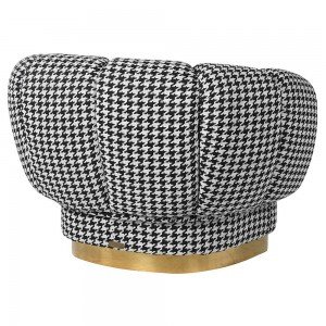 Houndstooth Black and White Checked Striped Armchair - Smithers