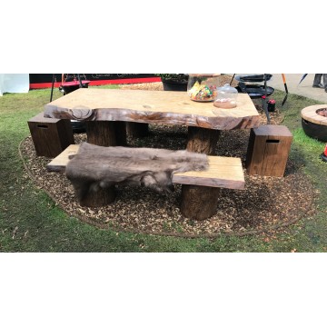 Rustic Garden Table & Bench Set Antique Vintage Retro