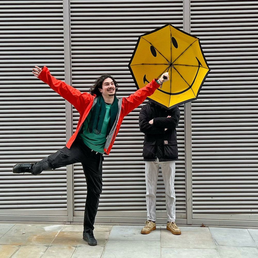 Black Umbrella - Happy Smiley Face Yellow | Smithers of Stamford