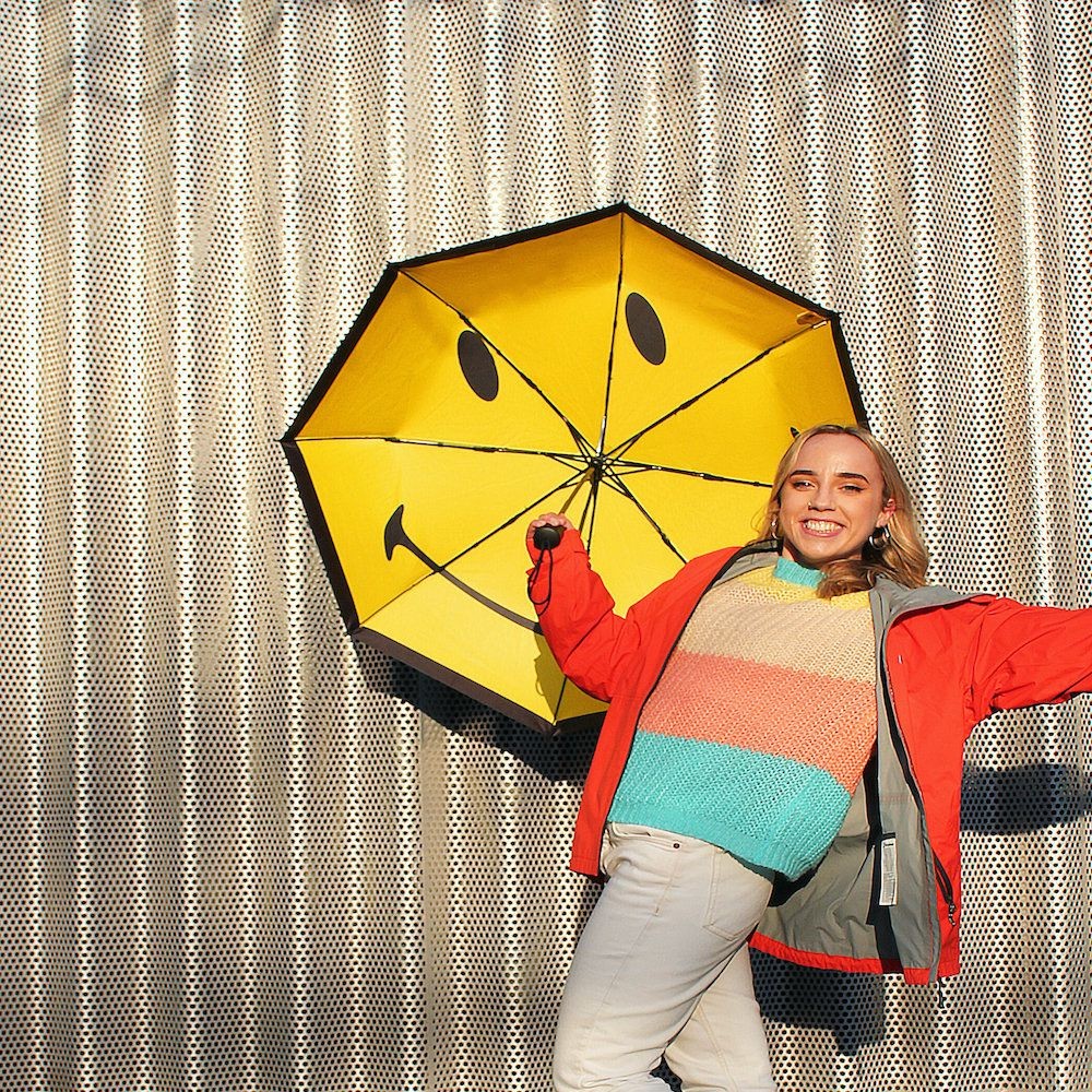 Black Umbrella - Happy Smiley Face Yellow | Smithers of Stamford