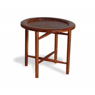 Outdoor Safari Brown Leather Side Table - Smithers