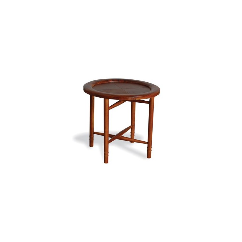 Outdoor Safari Brown Leather Side Table - Smithers