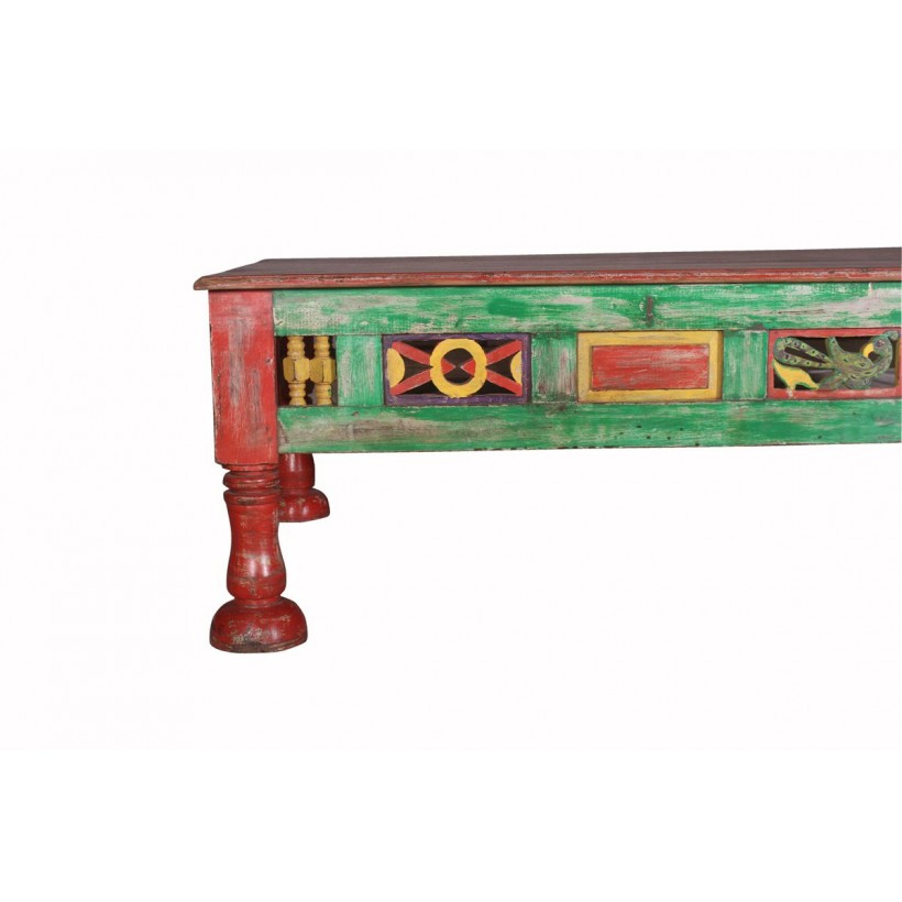 Colourful Antique Hand Carved Coffee Table - Smithers of Stamford