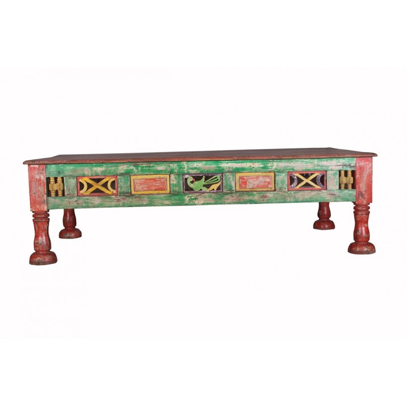 Colourful Antique Hand Carved Coffee Table - Smithers of Stamford