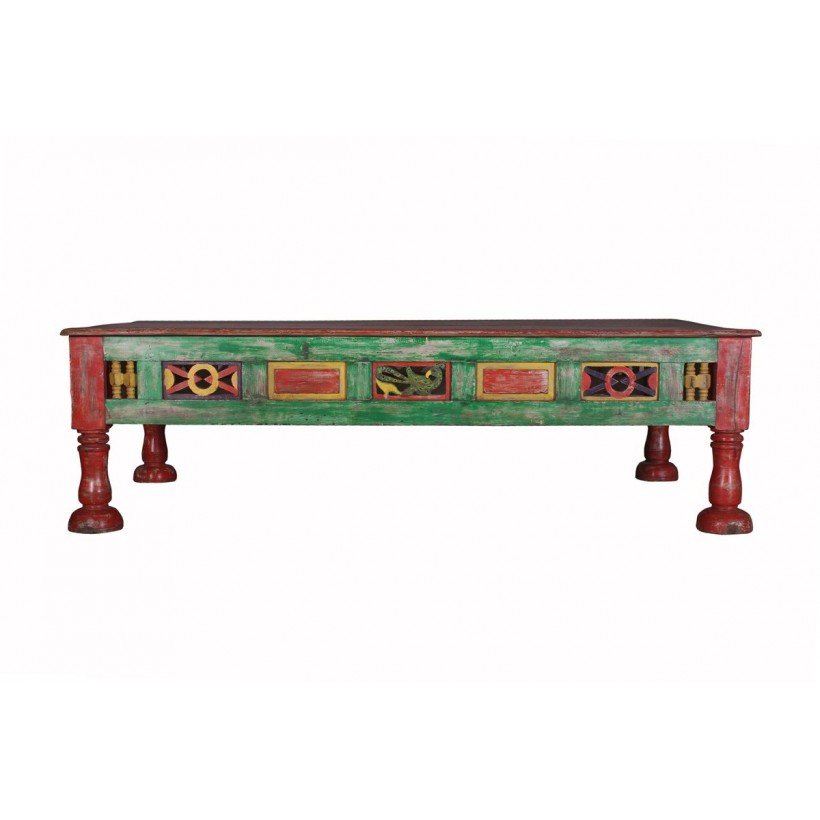 Colourful Antique Hand Carved Coffee Table - Smithers of Stamford