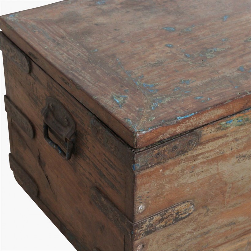 XL Antique Wood Storage Trunk Chest - UK • UK, US & Canada