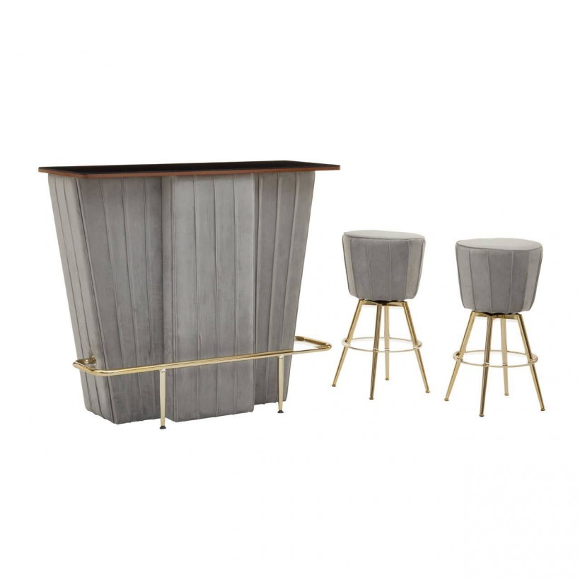 Frank Sinatra Grey Velvet Home Bar Set - Smithers of Stamford