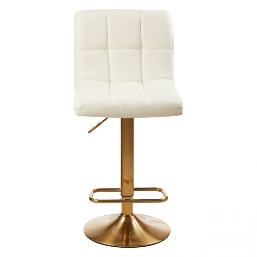 White & Gold Adjustable Gas Lift Bar Stool - Smithers of Stamford