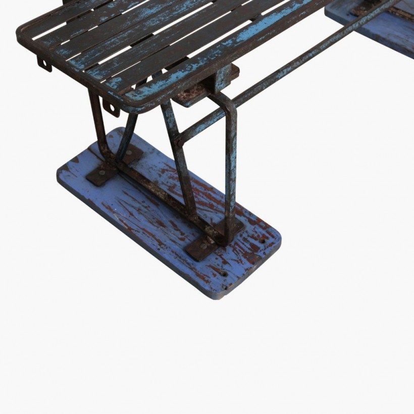 Blue Antique Train Station Bench | Smithers of Stamford