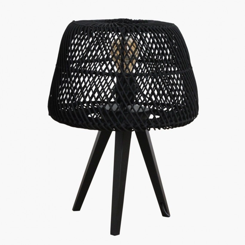 Rattan Table Lamp - Natural - Black - Smithers of Stamford • UK, US ...
