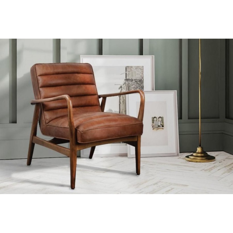 Contemporary Designer Vintage Scandinavian Tan Leather Armchair ...