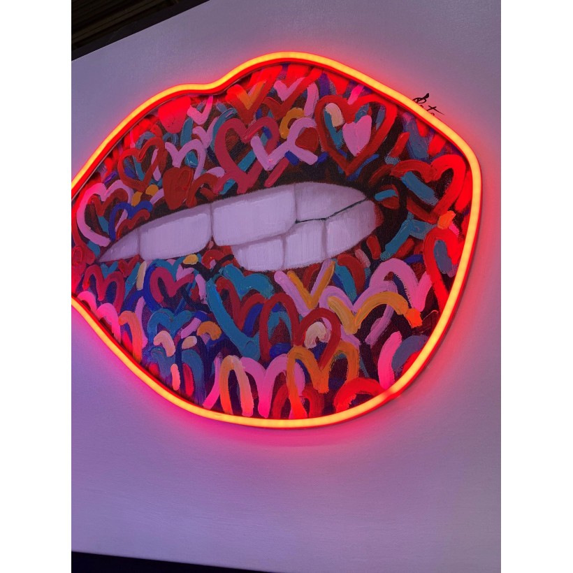 Mouth Wall Painting – LED Lips Neon Canvas | Bold Red Pop Art